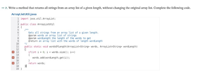 Solved .. 7. Write a method that returns all strings from an | Chegg.com