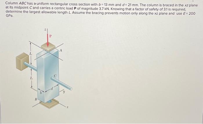 Solved Column ABC has a uniform rectangular cross section | Chegg.com