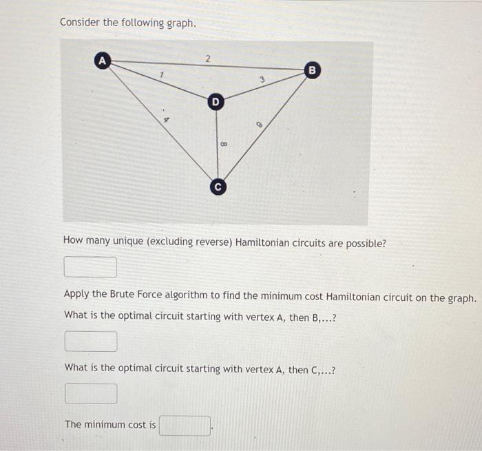 Solved Consider the following graph. A B 3 D How many unique | Chegg.com