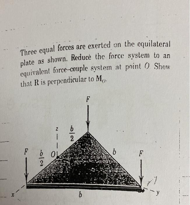 Solved Three equal forces are exerted on the equilateral | Chegg.com