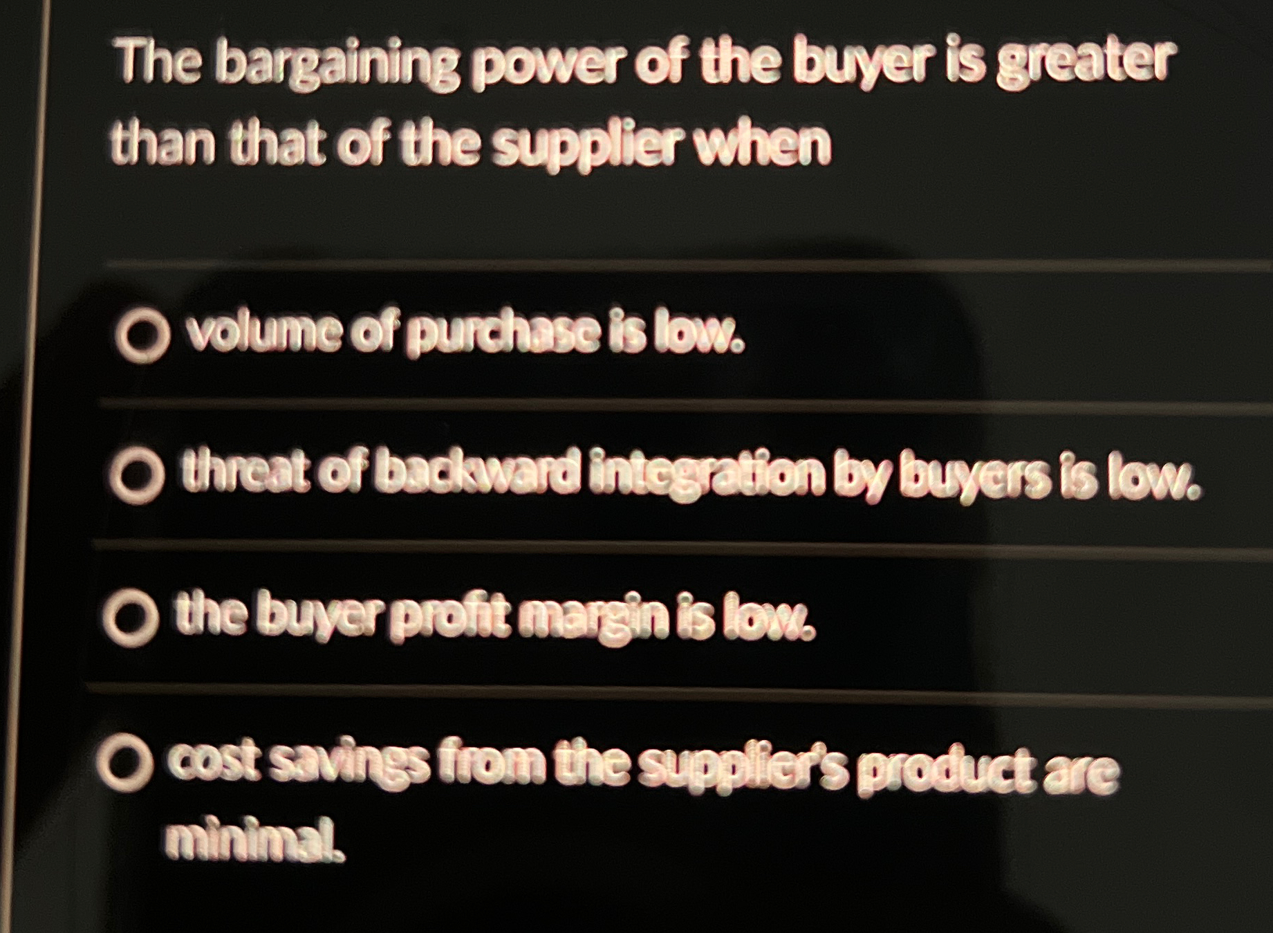 Solved The bargaining power of the buyer is greater than | Chegg.com