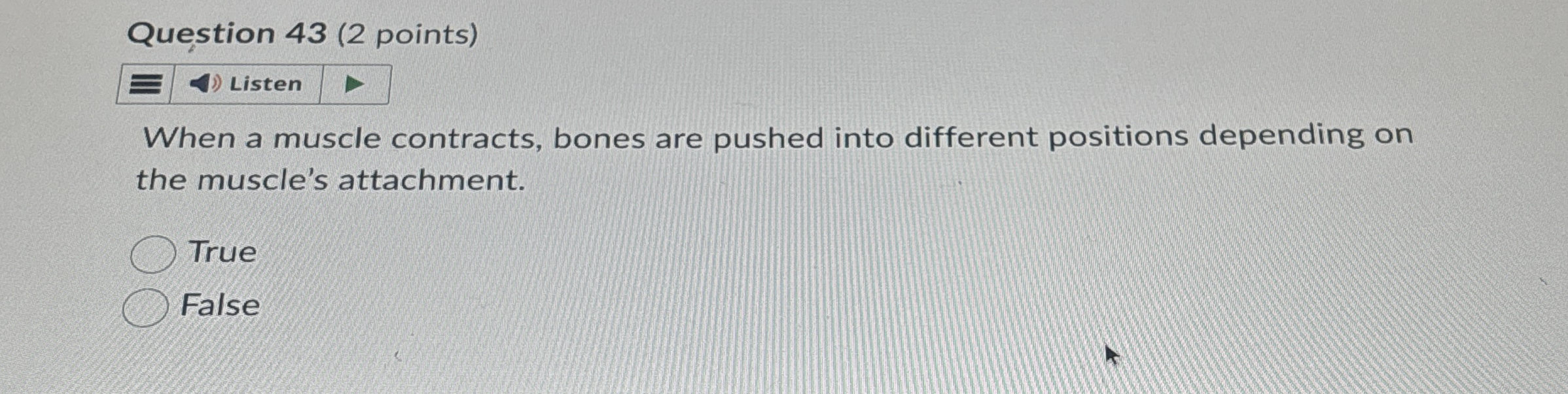 Solved Question 43 (2 ﻿points)ListenWhen a muscle contracts, | Chegg.com