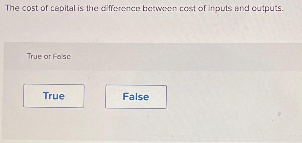 Solved The cost of capital is the difference between cost of | Chegg.com
