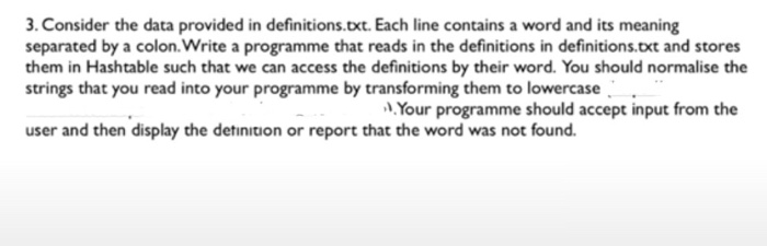 Solved 3. Consider the data provided in definitions. txt. | Chegg.com