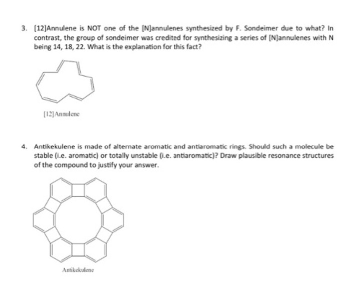 Solved 3. [12]Annulene is NOT one of the [N]annulenes | Chegg.com