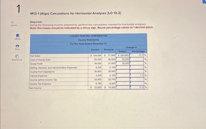Solved M13-1 (Algo) Calculations for Horizontal Analyses [LO | Chegg.com