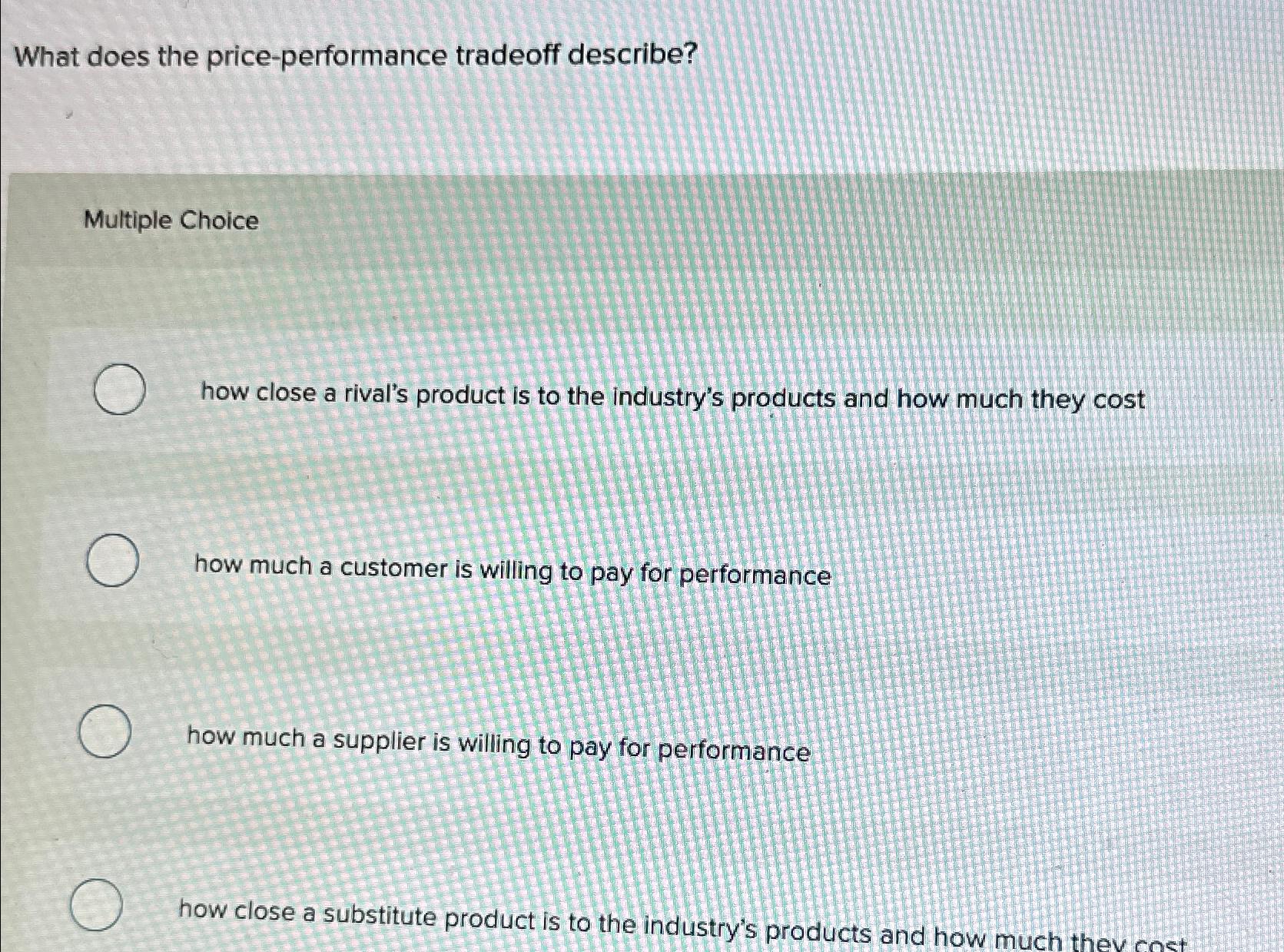 Solved What does the price-performance tradeoff | Chegg.com