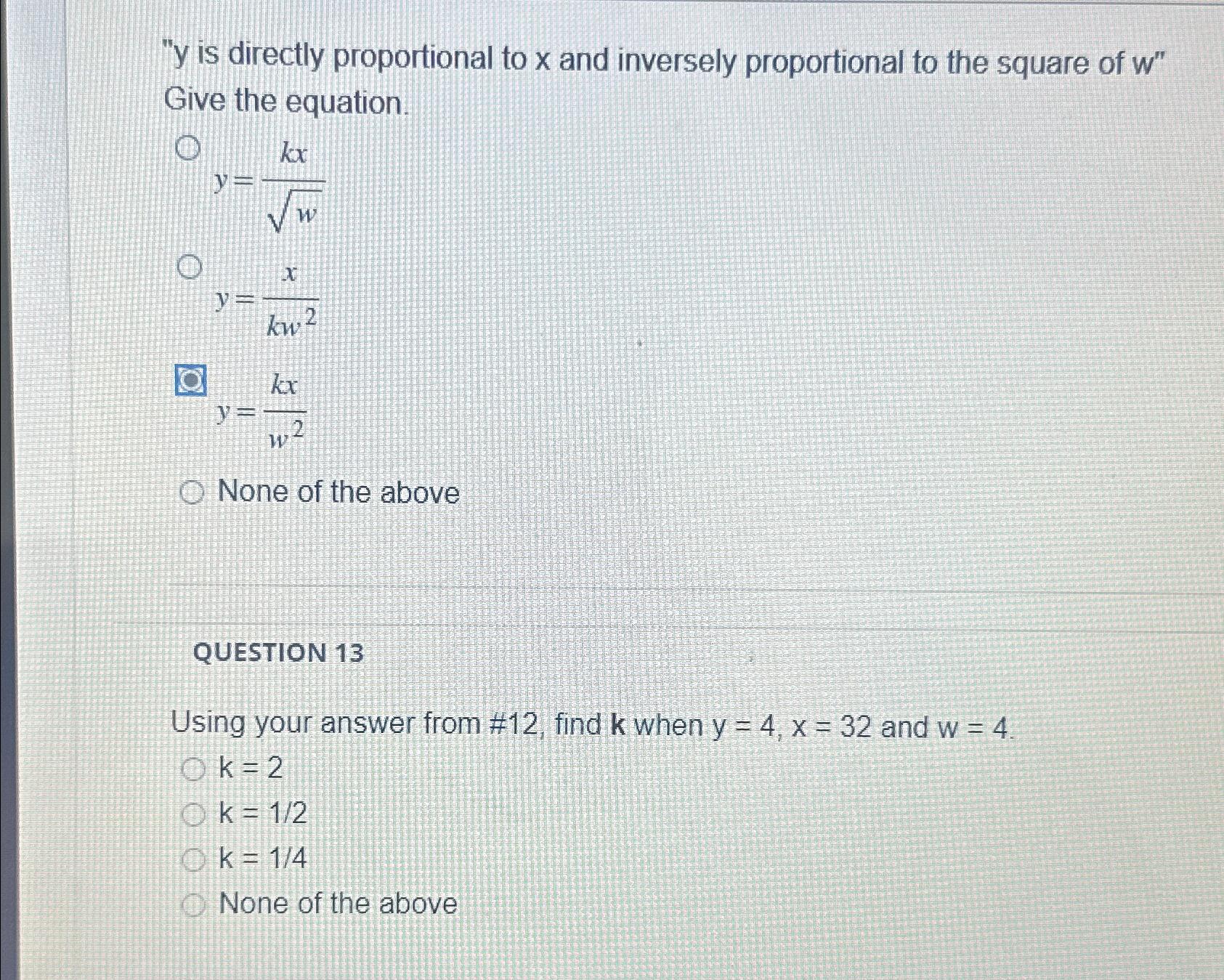 Solved " y ﻿is directly proportional to x ﻿and inversely | Chegg.com