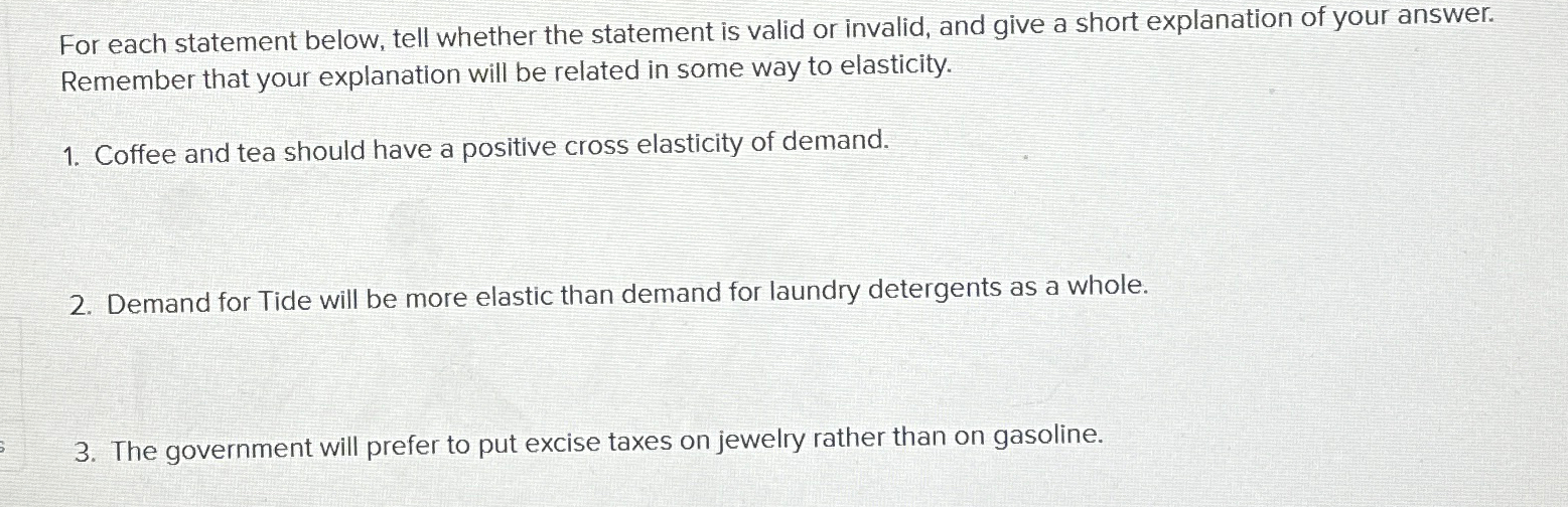 Solved For each statement below, tell whether the statement | Chegg.com