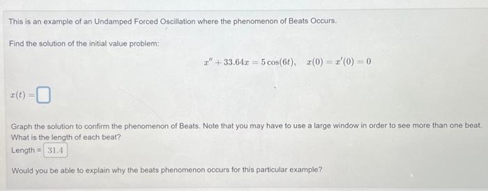 Solved This is an example of an Undamped Forced Oscillation | Chegg.com