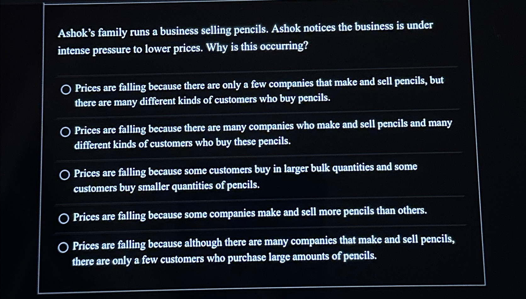 Solved Ashok's family runs a business selling pencils. Ashok | Chegg.com