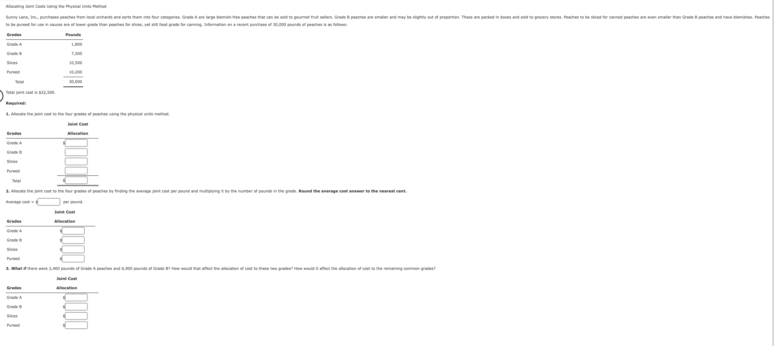 Solved Allocating Joint Costs Using the Physical Units | Chegg.com