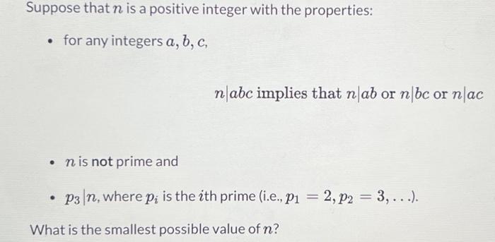 Solved Suppose that n is a positive integer with the | Chegg.com