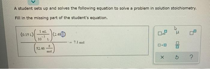 Solved A student sets up and solves the following equation | Chegg.com
