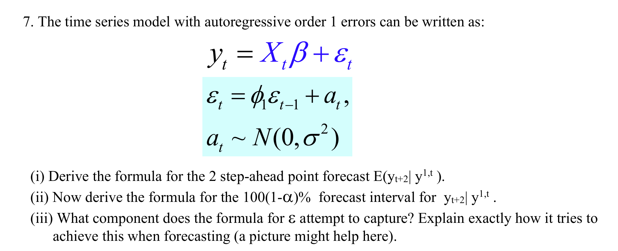 Solved The time series model with autoregressive order 1 | Chegg.com