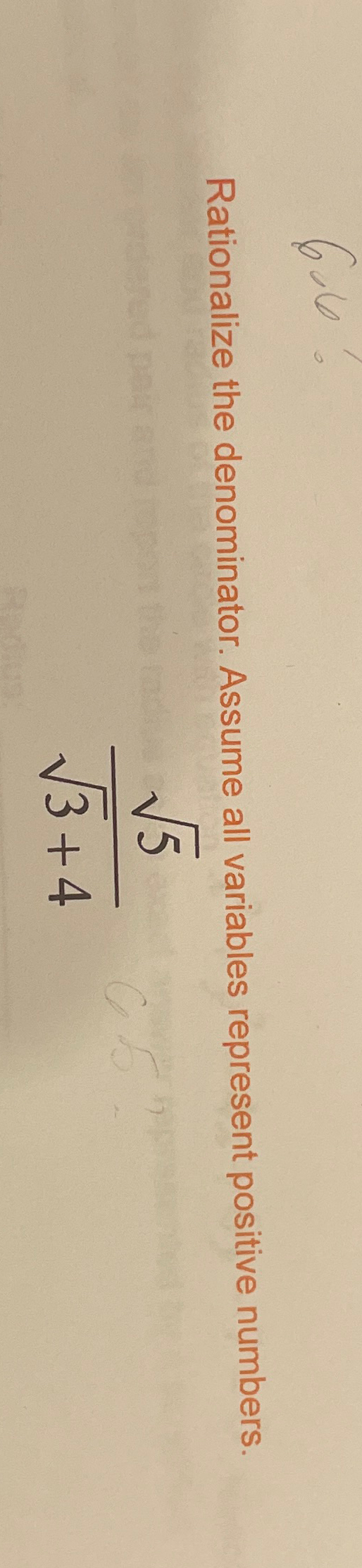 Solved Rationalize the denominator. Assume all variables | Chegg.com