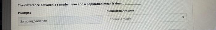 Solved The difference between a sample mean and a population | Chegg.com