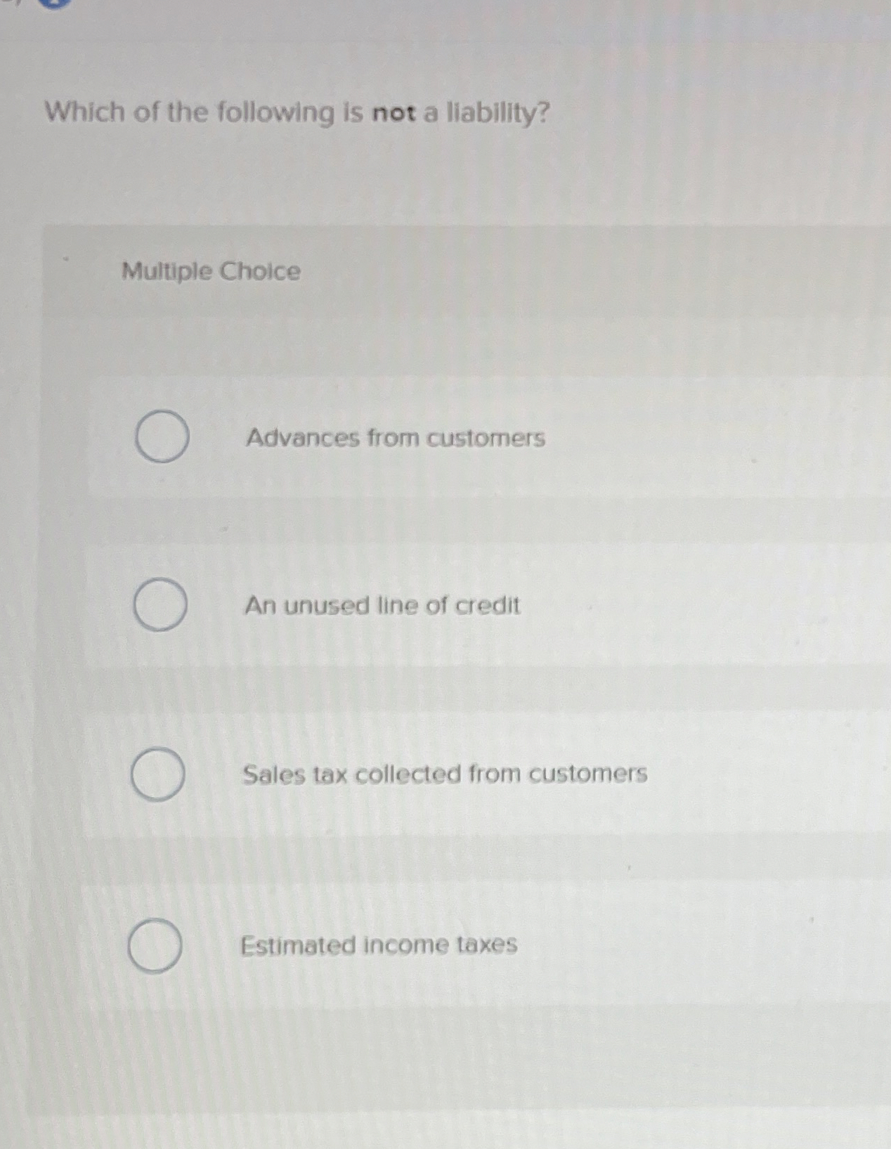Solved Which of the following is not a liability?Multiple | Chegg.com