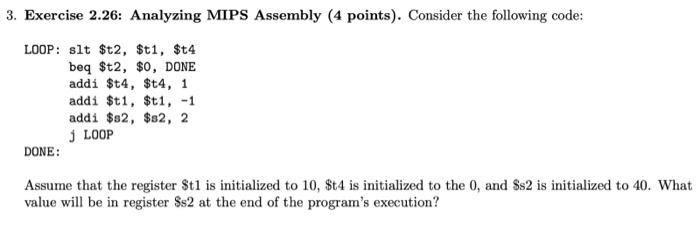 Solved 3 Exercise 226 Analyzing Mips Assembly 4 Points 2430