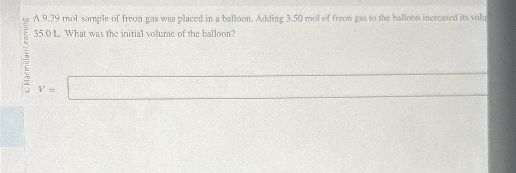 Solved bo A 9.39mol sample of freon gas was placed in a | Chegg.com