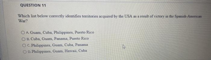 Solved QUESTION 11 Which list below correctly identifies | Chegg.com