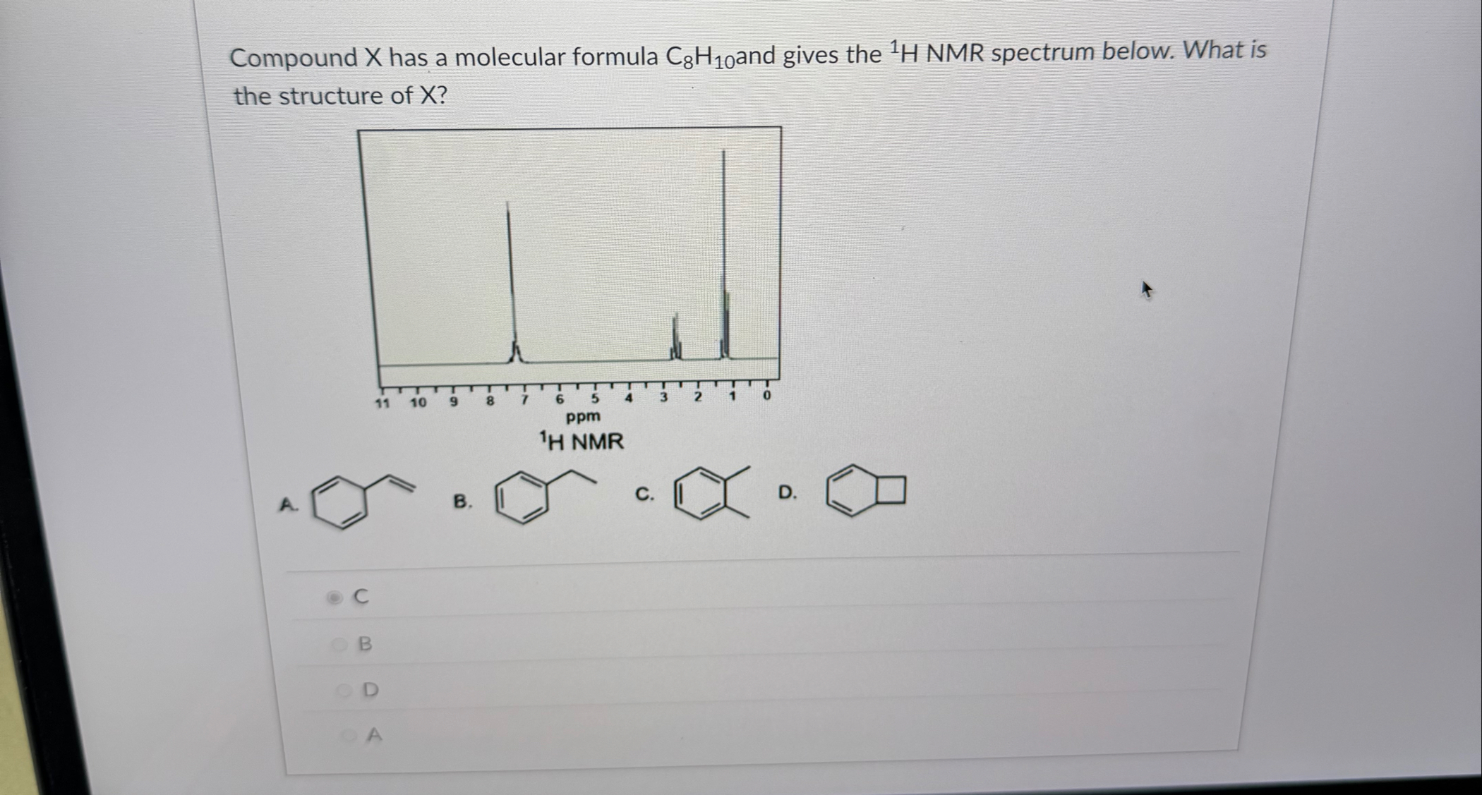 Solved Compound x ﻿has a molecular formula C8H10 ﻿and gives | Chegg.com