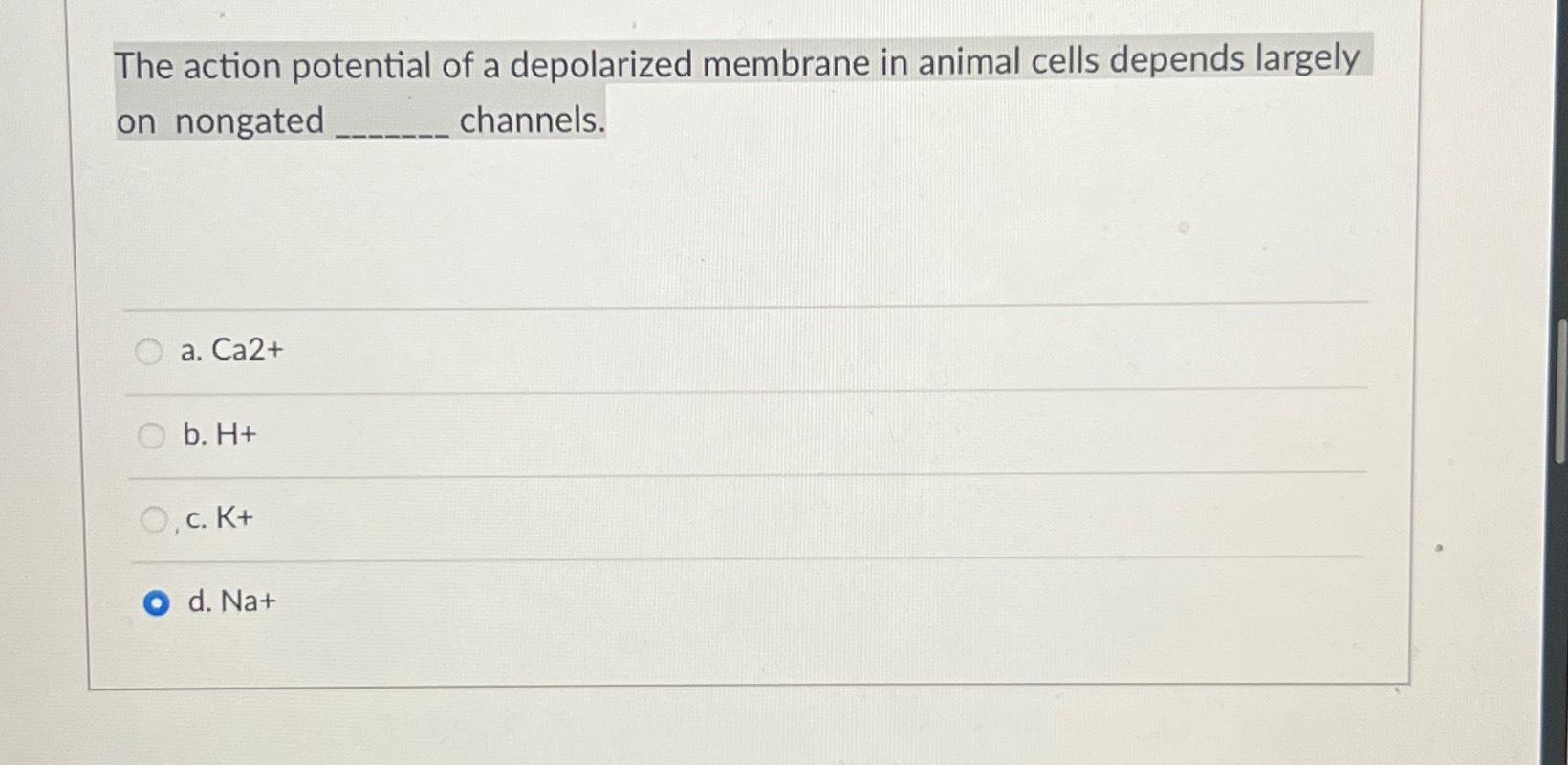 Solved The action potential of a depolarized membrane in | Chegg.com