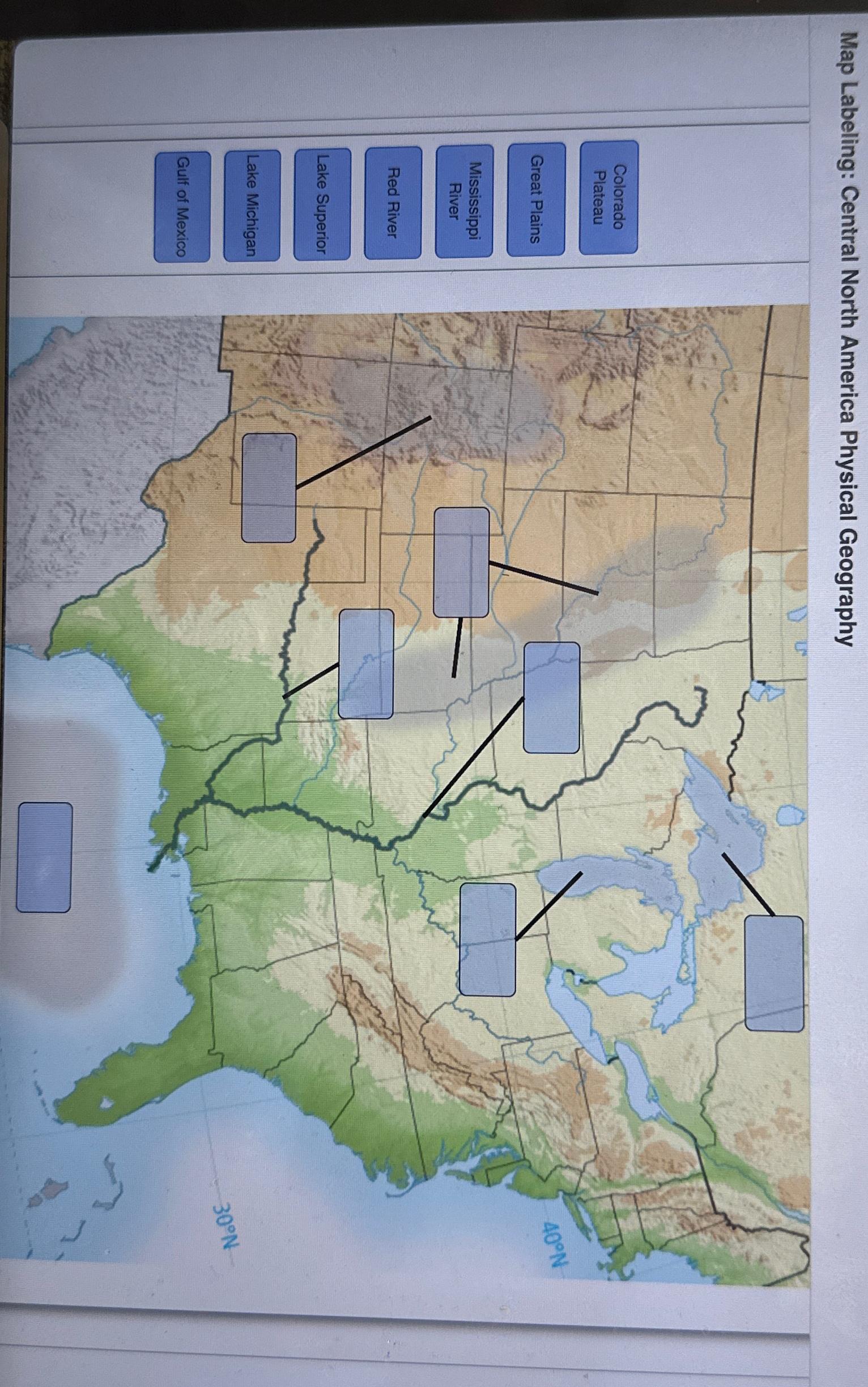 Map Labeling: Central North America Physical | Chegg.com