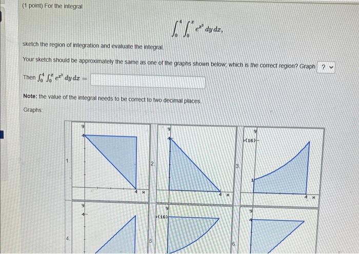 Solved (1 point) Set up a double integral in rectangular | Chegg.com