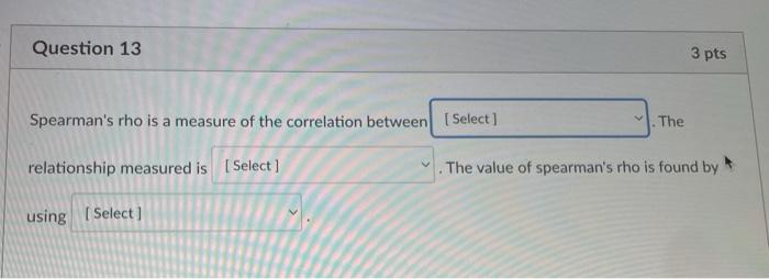 Spearman's rho is a measure of the correlation | Chegg.com