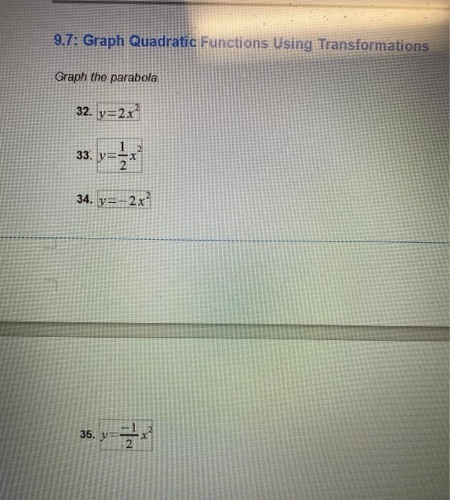 Solved 9.7: Graph Quadratic Functions Using Transformations | Chegg.com