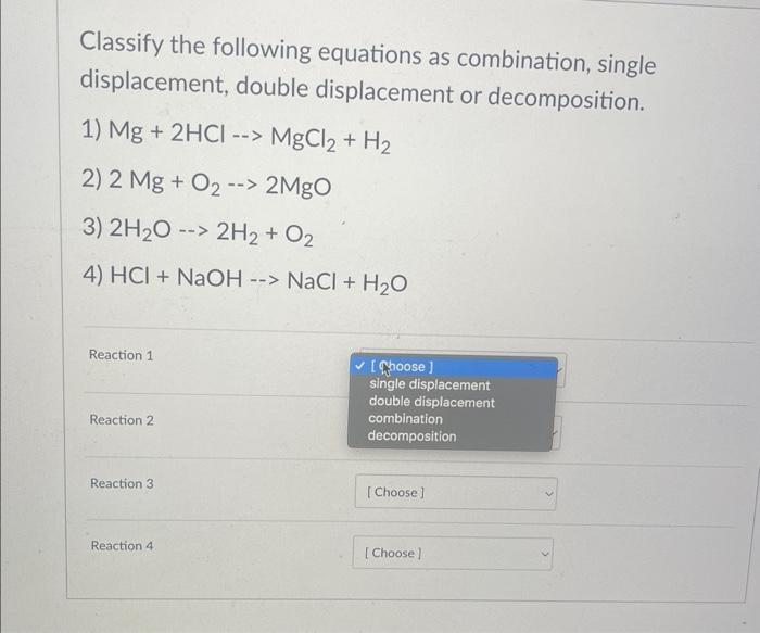 Solved Classify the following equations as combination, | Chegg.com
