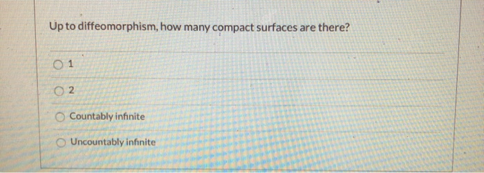 Solved Up to diffeomorphism, how many compact surfaces are | Chegg.com