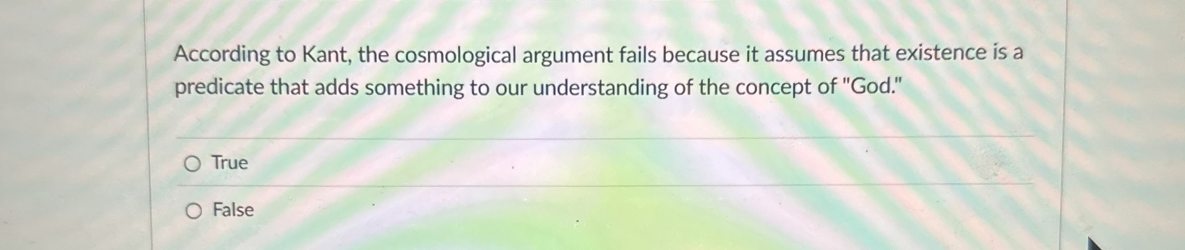 Solved According to Kant, the cosmological argument fails | Chegg.com