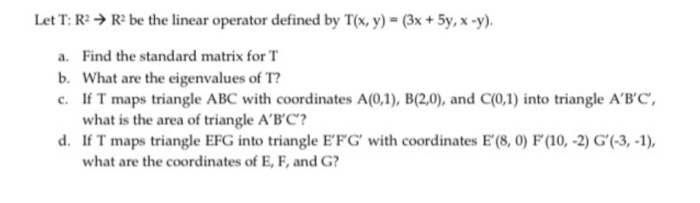Solved Let T: R2 + R2 be the linear operator defined by T(x, | Chegg.com