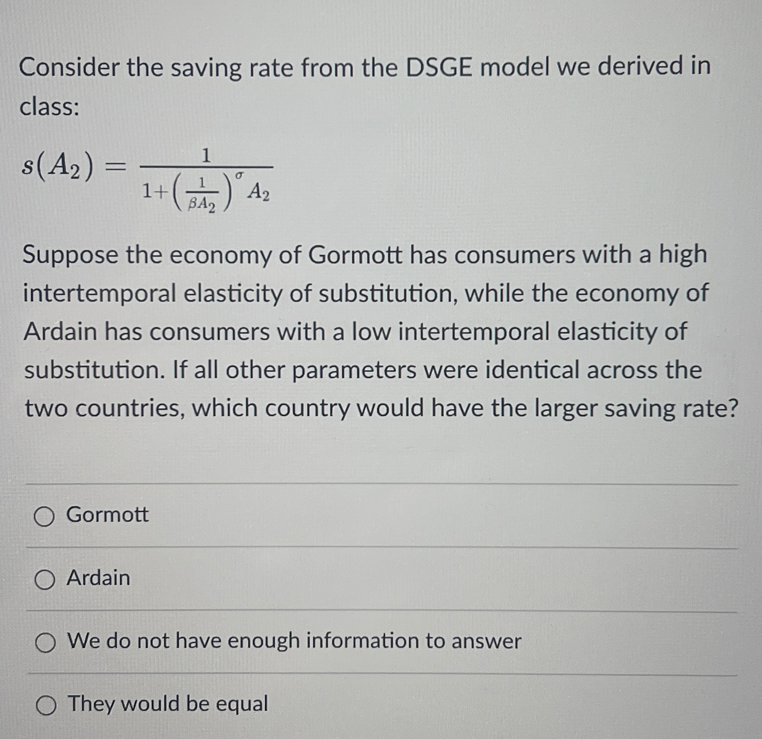 Solved Consider the saving rate from the DSGE model we | Chegg.com
