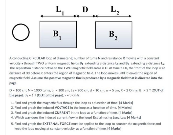 Solved L D L2 B. B 2 1 2 A conducting CIRCULAR loop of | Chegg.com