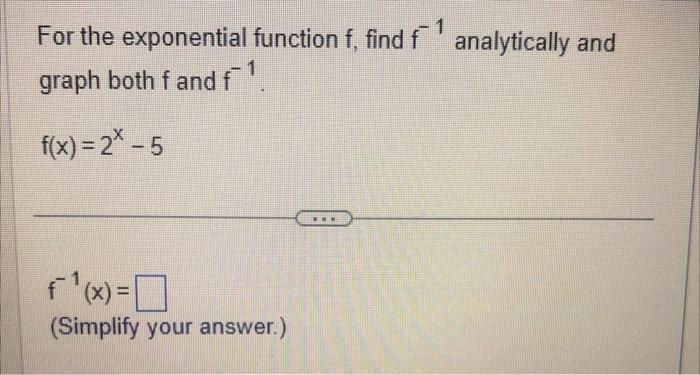 Solved For the exponential function f, find f−1 analytically | Chegg.com