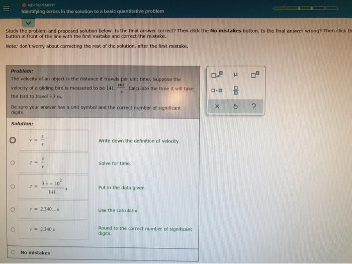 Solved MEASUREMENT Identifying errors in the solution to a | Chegg.com
