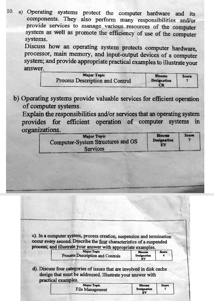 Solved a) ﻿Operating systems protect the computer hardware | Chegg.com