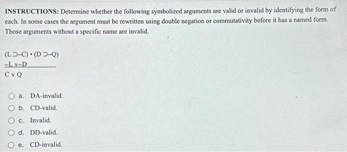 INSTRUCTIONS: Determine whether the following | Chegg.com