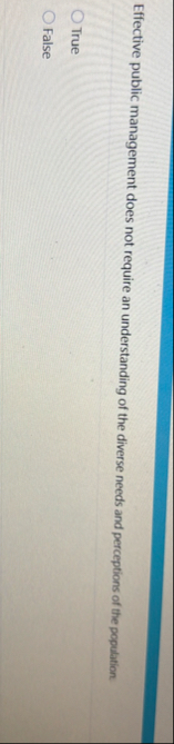 Solved Effective public management does not require an | Chegg.com