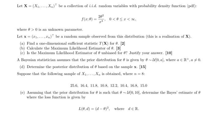 Solved Let X=(X1,…,Xn)⊤ be a collection of i.i.d. random | Chegg.com