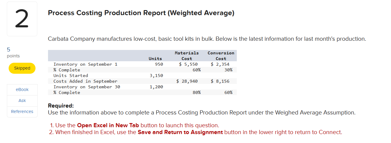 Solved Process Costing Production Report (Weighted | Chegg.com