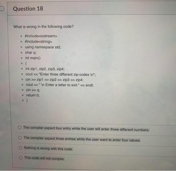 Solved Question 20 In the following code, one line starts | Chegg.com