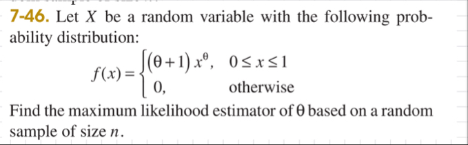 Solved 7-46. ﻿Let x ﻿be a random variable with the following | Chegg.com