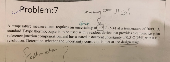 Solved Problem:7 min Error A temperature measurement | Chegg.com