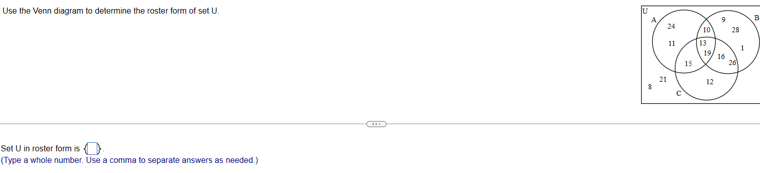 Solved Use the Venn diagram to determine the roster form of | Chegg.com