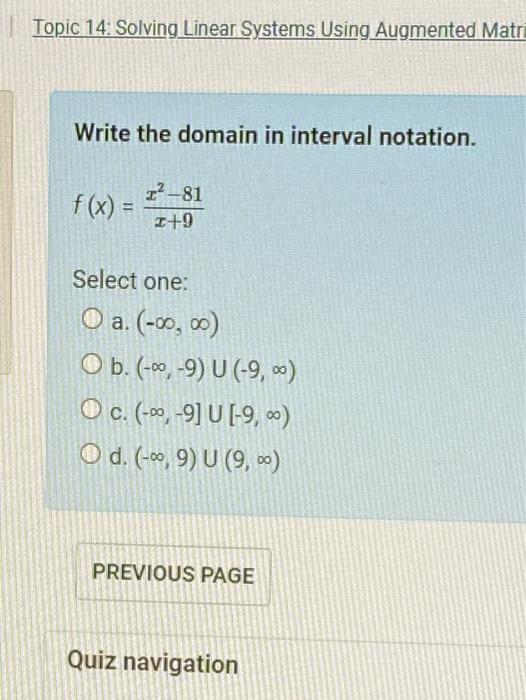 Solved Topic 14: Solving Linear Systems Using Augmented | Chegg.com