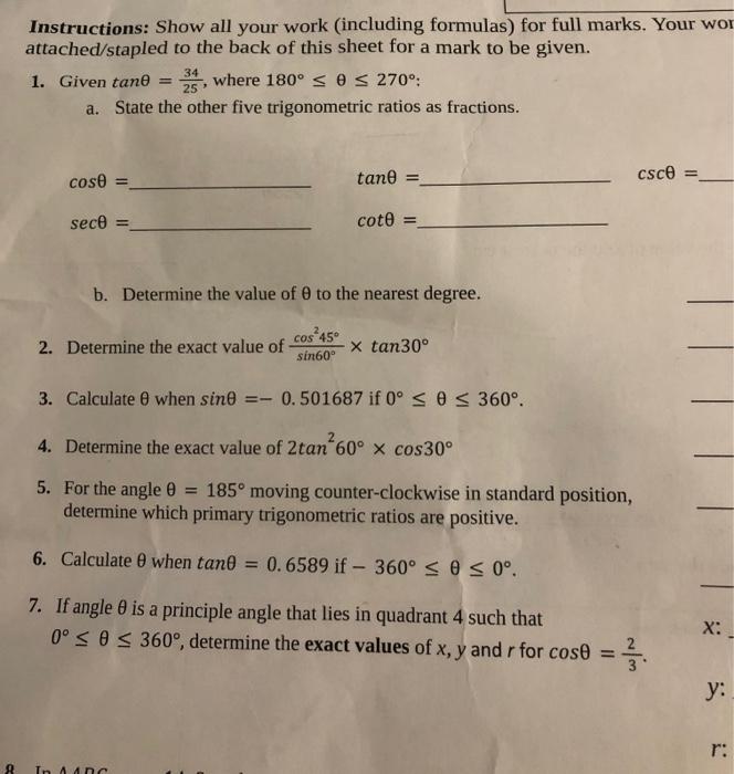 Solved Instructions: Show all your work (including formulas) | Chegg.com